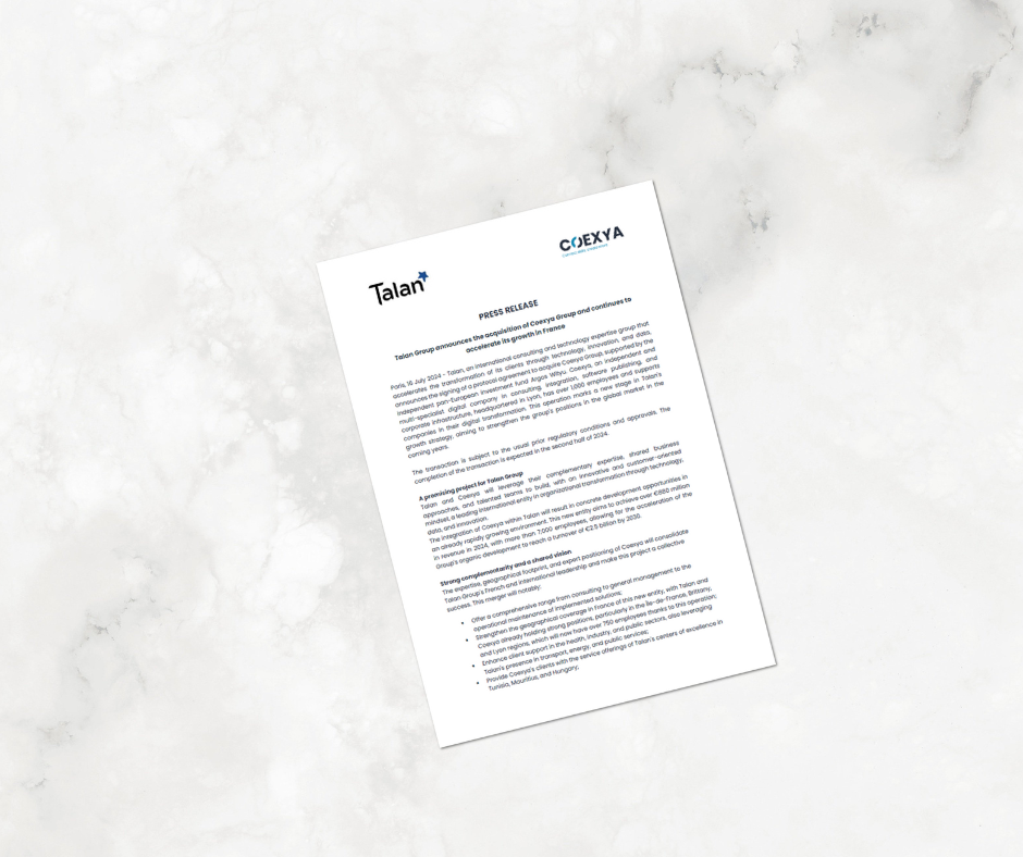 Coexya joins Talan group